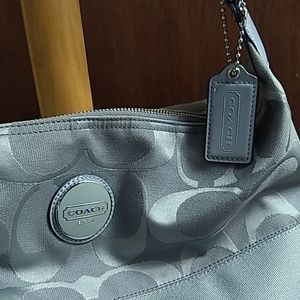 Coach | Bags | Coach Grey Signature Stripe Shoulder Bag | Poshmark